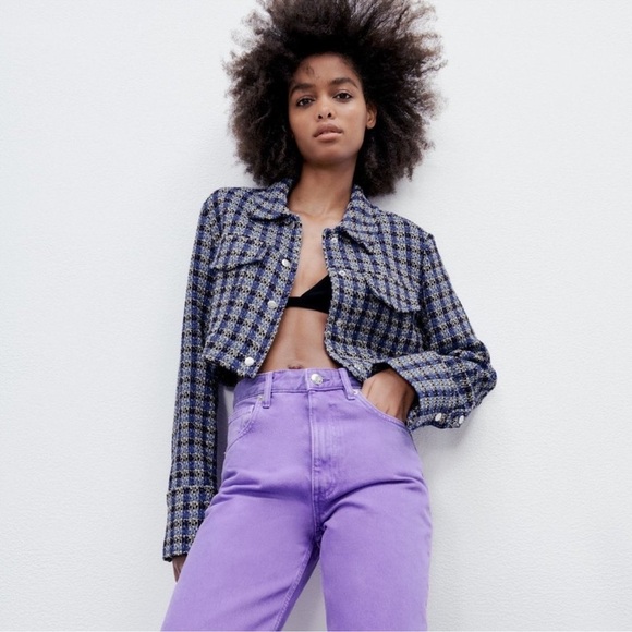 Zara | Jackets & Coats | Zara Textured Cropped Jacket Wool Blend Cotton | Poshmark